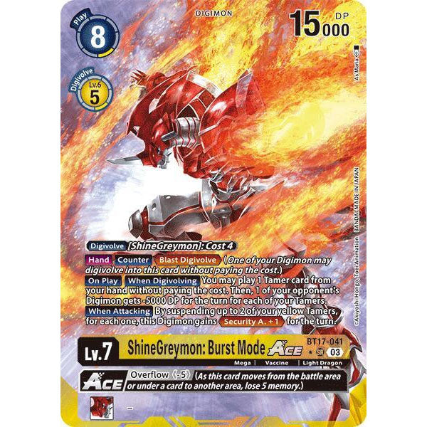 DCG [BT17-041 SR] ShineGreymon: Burst Mode ACE (Alternate Art) – Bento Gaming