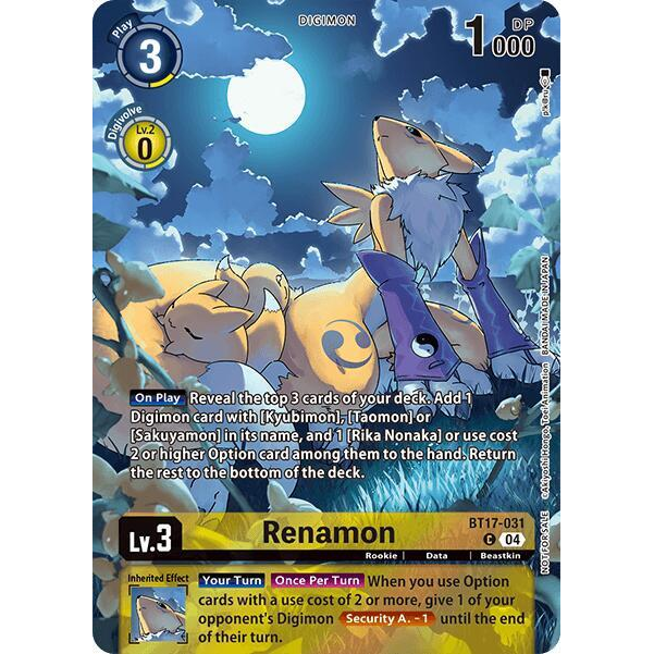 DCG [BT17-031 C] Renamon (Legend Pack 2024 Box Topper) – Bento Gaming