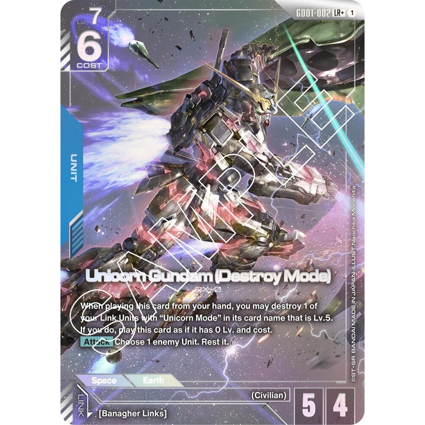 GDCG [GD01-002 LR+] Unicorn Gundam (Destroy Mode) (Alternate Art ...