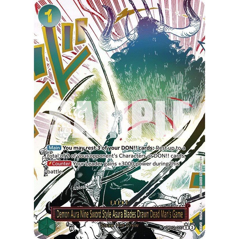 OPCG [OP12-037 R] Demon Aura Nine Sword Style Asura Blades Drawn Dead Man's Game (Alternate Art ...